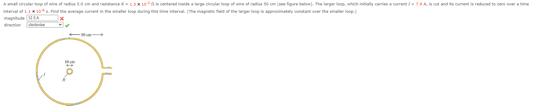 Solved A small circular loop of wire of radius 5.0 cm and | Chegg.com