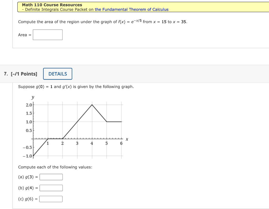 Solved Math 110 Course Resources - Definite Integrals Course | Chegg.com