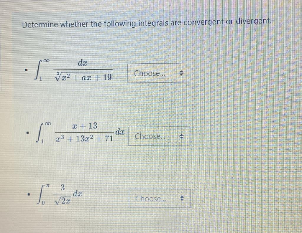Solved Determine whether the following integrals are | Chegg.com