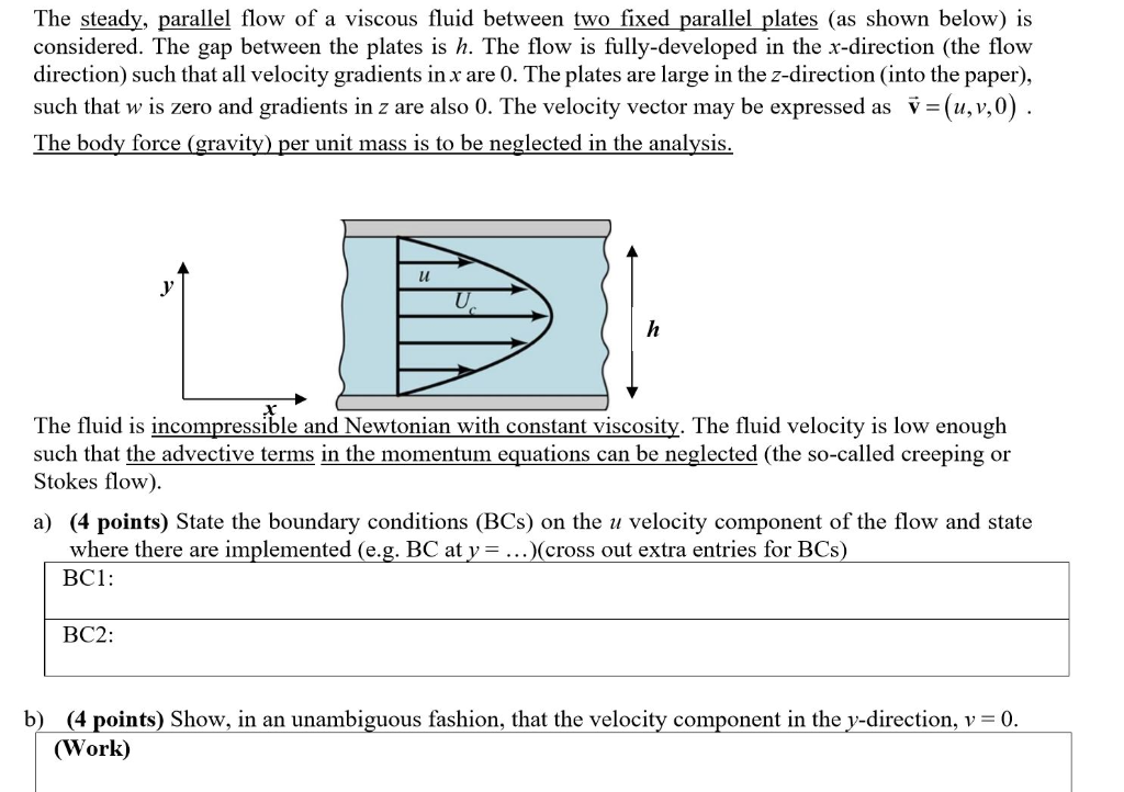 Solved The steady, parallel flow of a viscous fluid between | Chegg.com