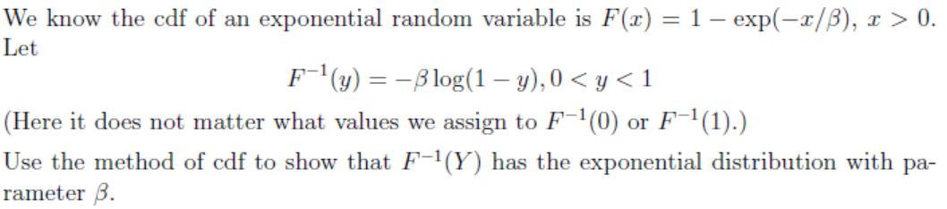 Solved =- We know the cdf of an exponential random variable | Chegg.com