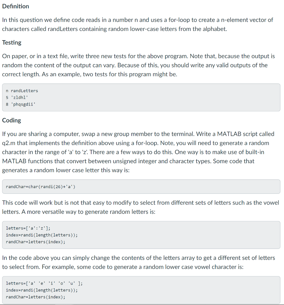 Solved Definition In this question we define code reads in a | Chegg.com