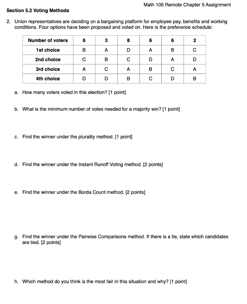 Solved Math 105 Remote Chapter 5 Assignment Section 5.2 | Chegg.com