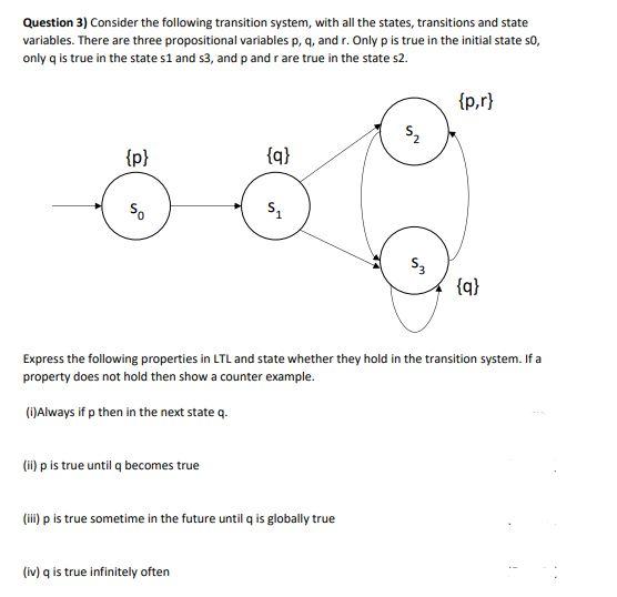 Question 3) Consider the following transition system, | Chegg.com
