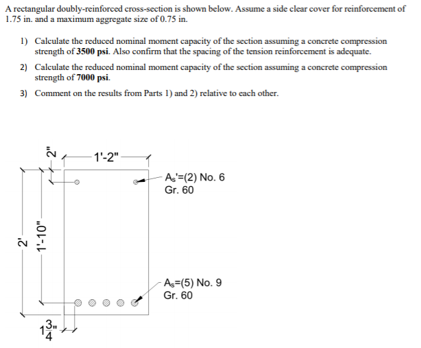 Solved A rectangular doubly-reinforced cross-section is | Chegg.com