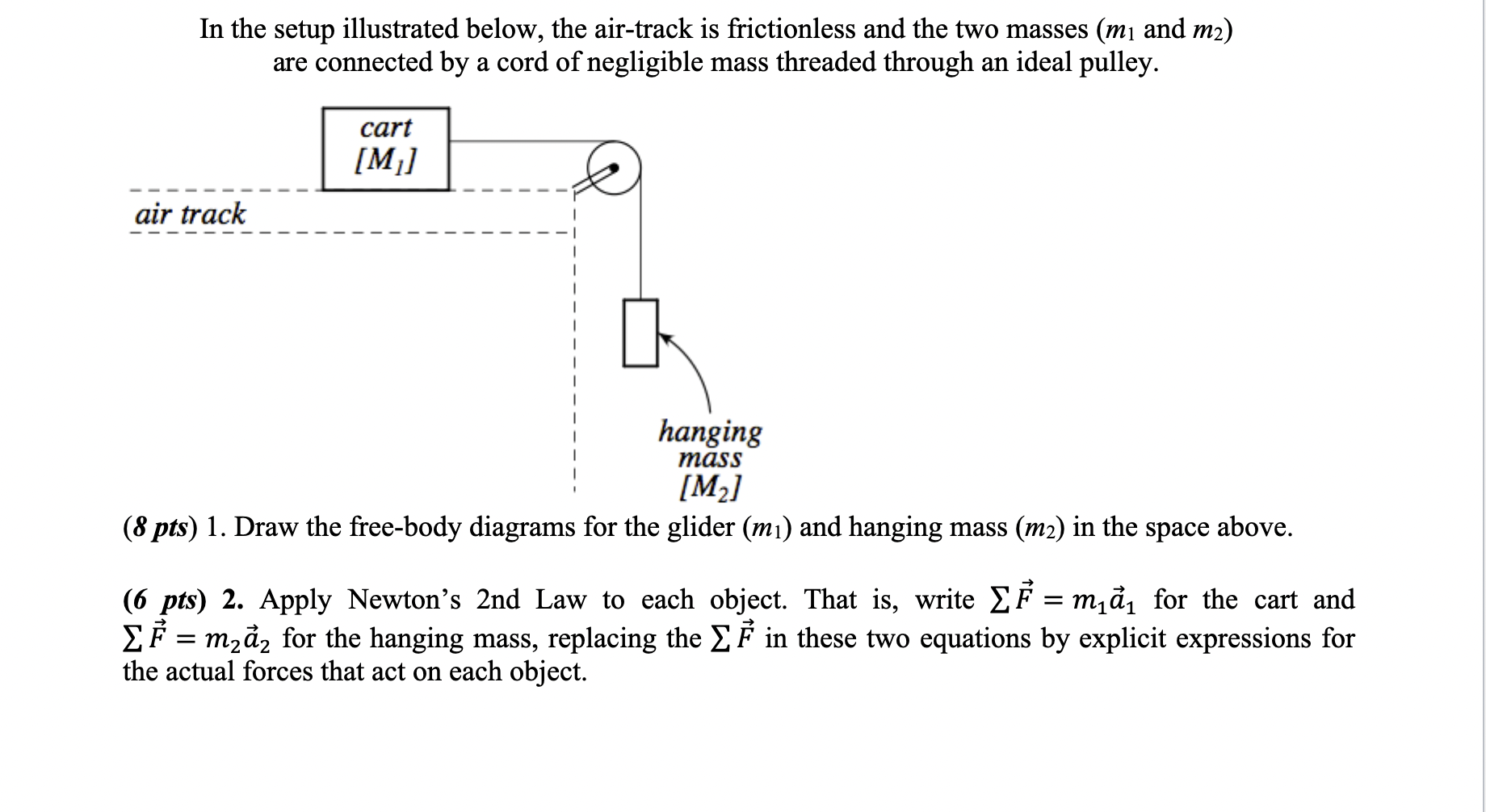 Solved In the setup illustrated below, the air-track is | Chegg.com
