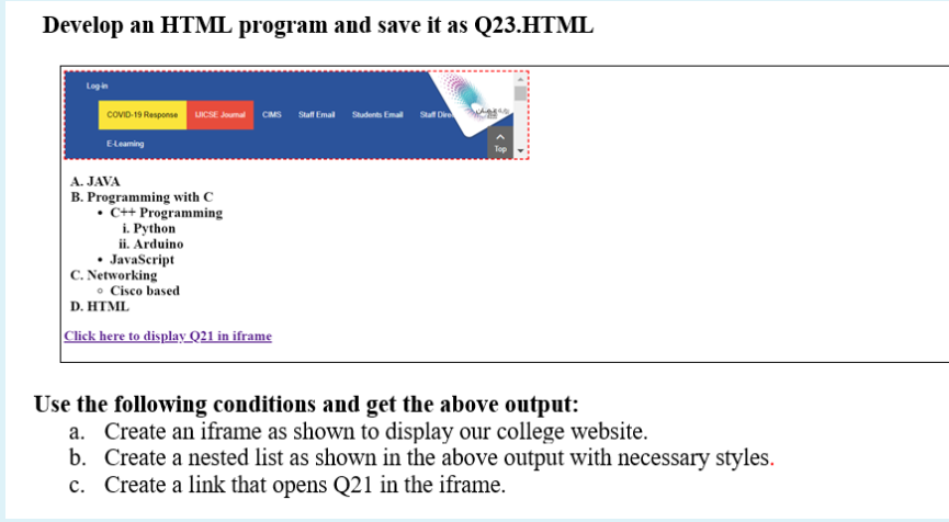 Solved Develop an HTML program and save it as Q23.HTML Log | Chegg.com