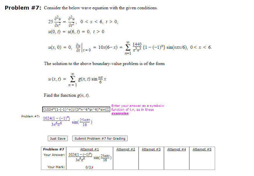 Solved Problem 7 Consider The Below Wave Equation With