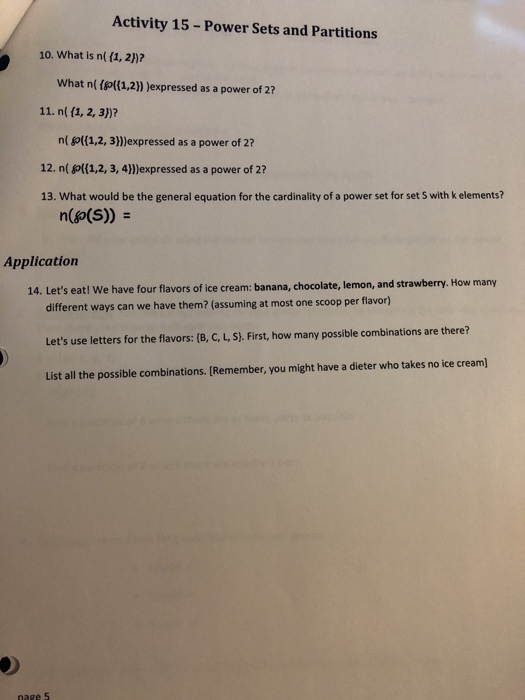 Solved Activity 15-Power Sets and Partitions start time: | Chegg.com