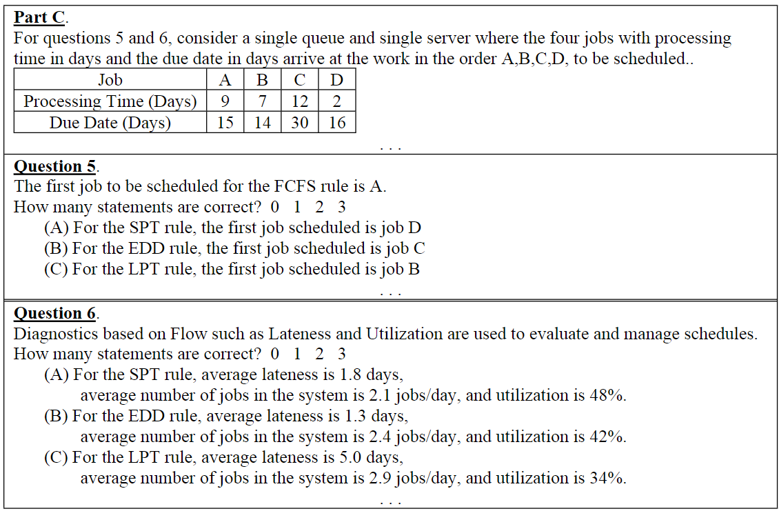Solved For questions 5 and 6, consider a single queue and | Chegg.com