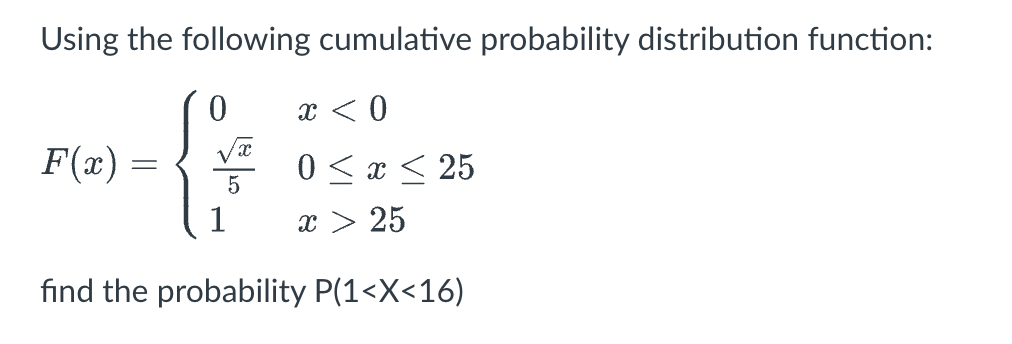 Solved Using the following cumulative probability | Chegg.com