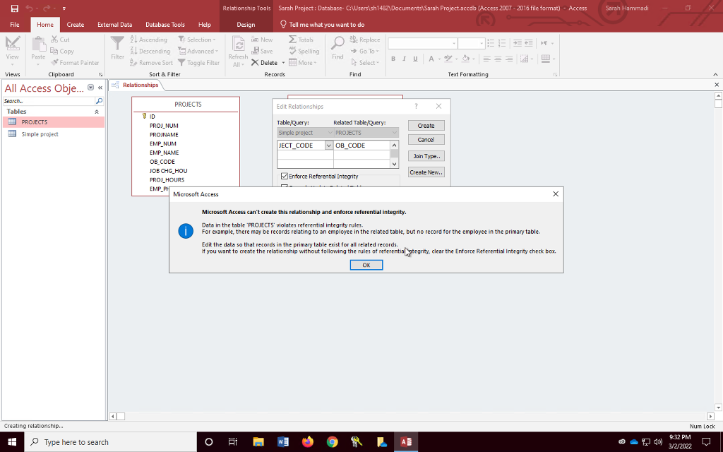 Solved how can I Establish Relationship(s) and Enforce | Chegg.com