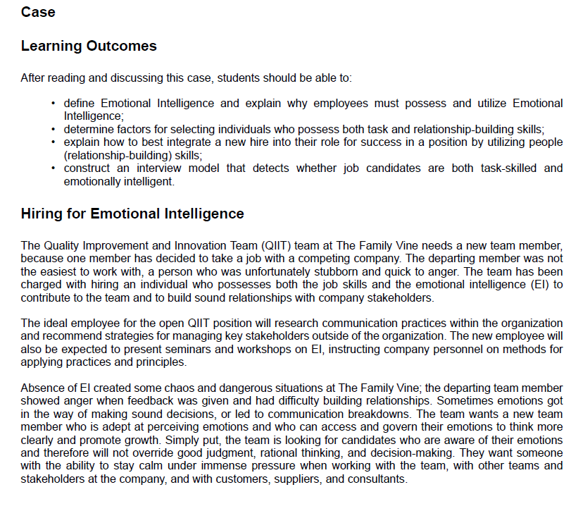 Solved Case Learning Outcomes After reading and discussing | Chegg.com