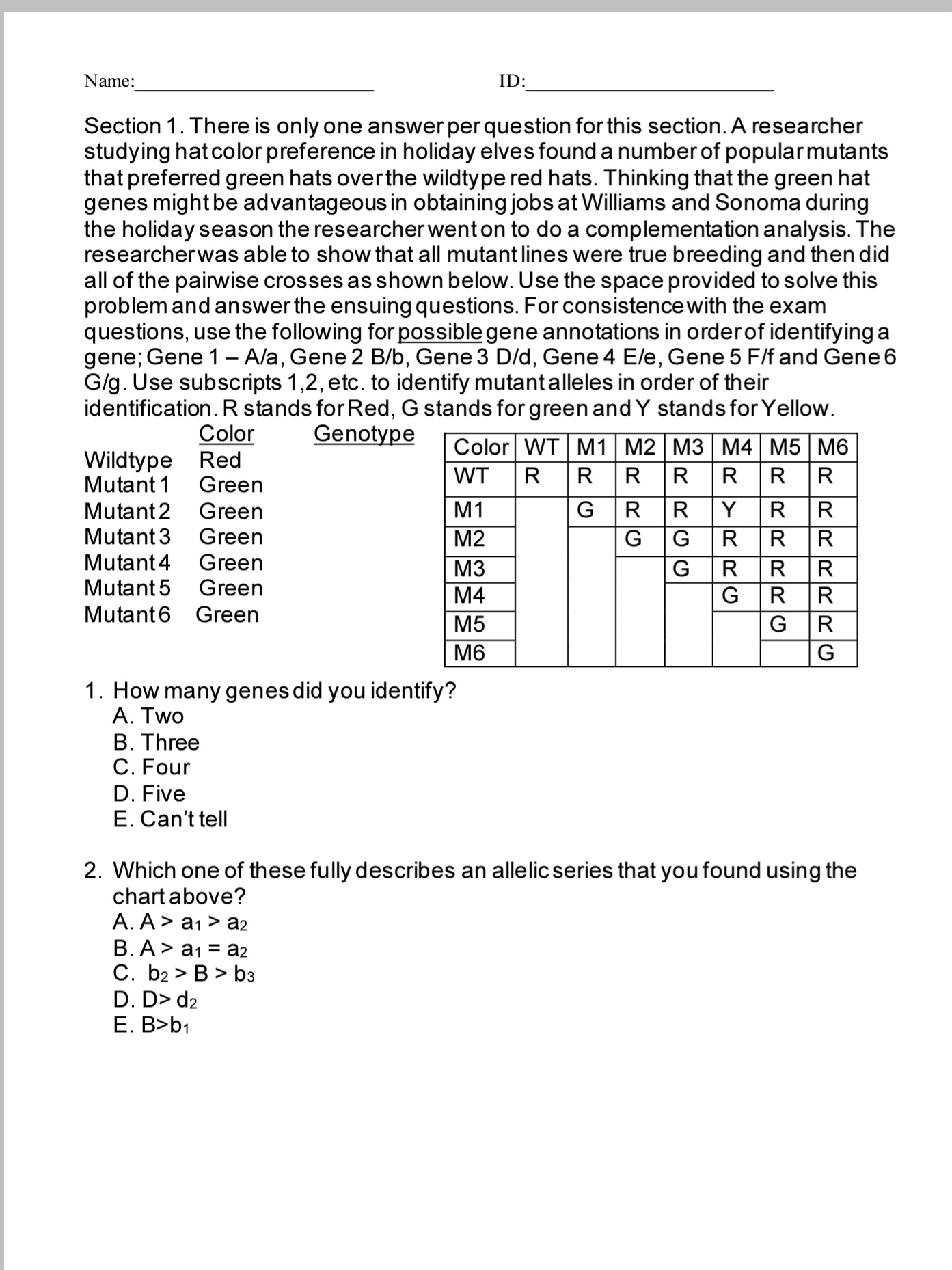 Solved Section 1 ﻿there Is Only One Answer Per Question For
