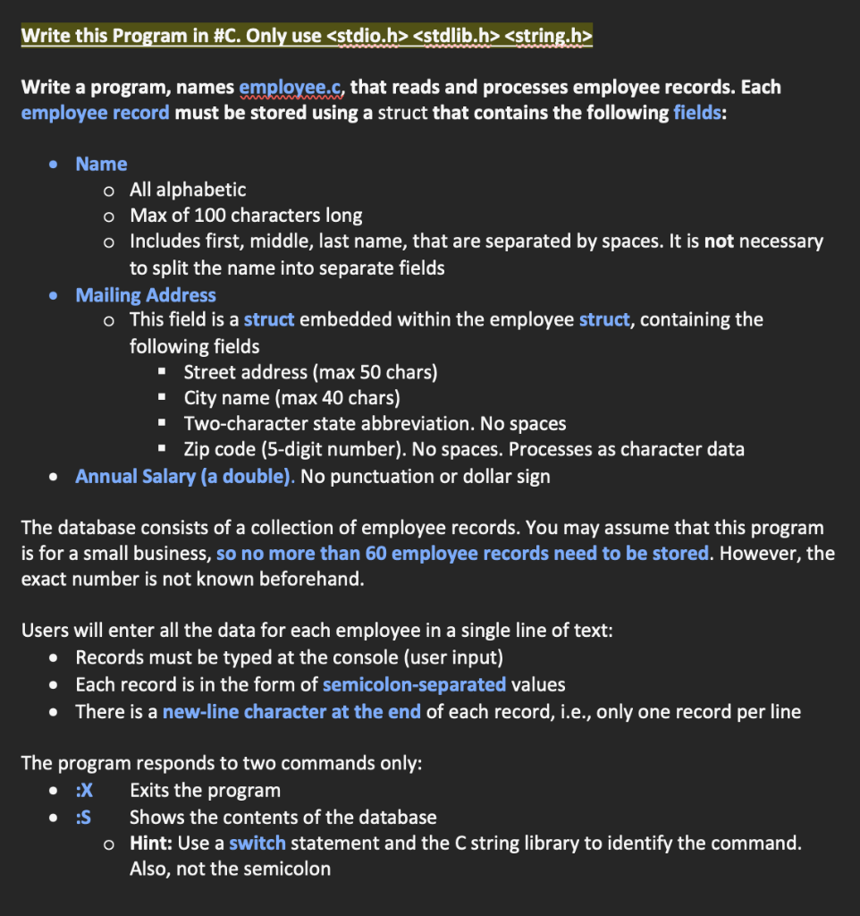 Solved Write this Program in \#C. Only use stdio.h std | Chegg.com
