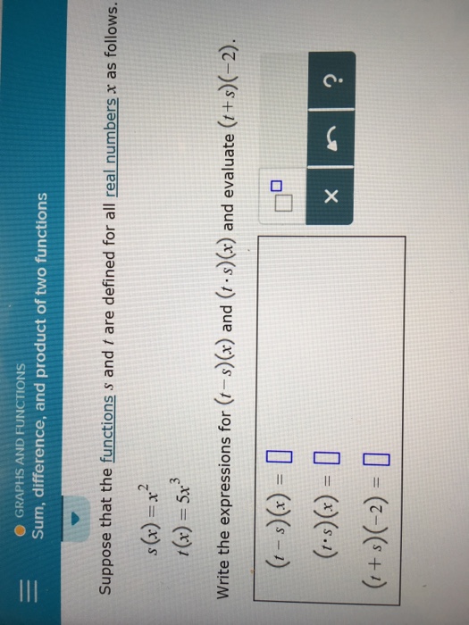 Solved GRAPHS AND FUNCTIONS -sum, difference, and product of | Chegg.com