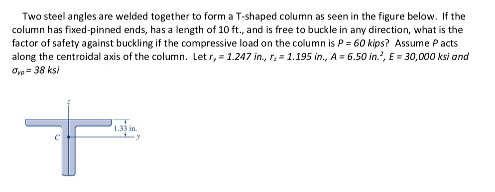 Solved Two steel angles are welded together to form a | Chegg.com
