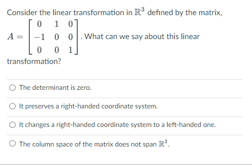 Solved Consider the linear transformation in R3 defined by | Chegg.com