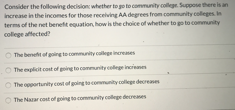 Consider the following decision: whether to go to | Chegg.com