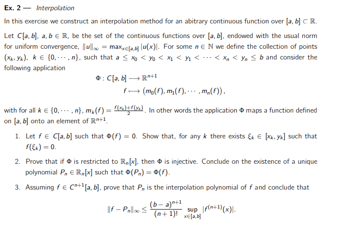 Solved Ex. 2- Interpolation In this exercise we construct an | Chegg.com