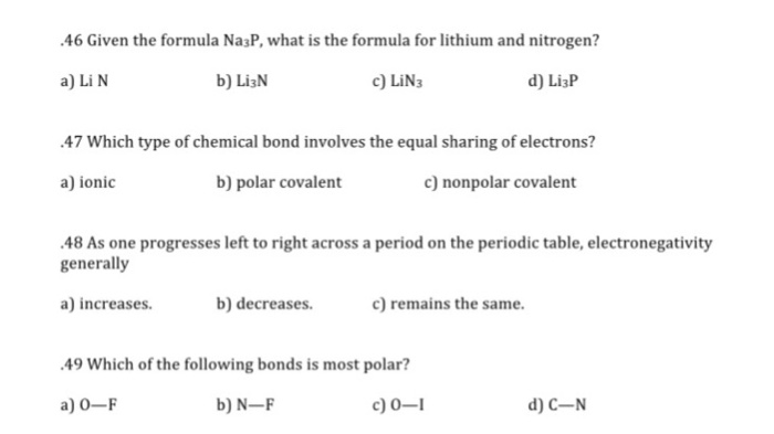 Solved .46 Given the formula Na3P, what is the formula for | Chegg.com