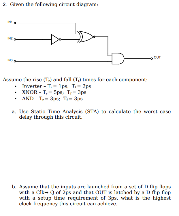 Solved 2. Given the following circuit diagram: IN1 o IN2 — | Chegg.com