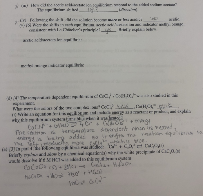 (iii) How did the acetic acid/acetate ion equilibrium | Chegg.com