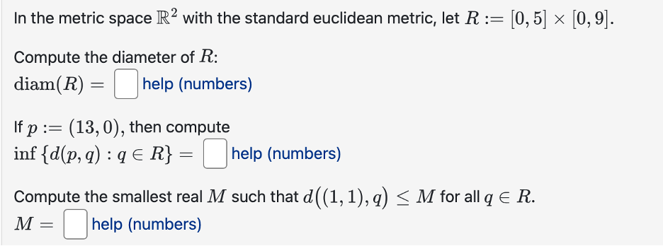 Solved In the metric space R2 with the standard euclidean | Chegg.com