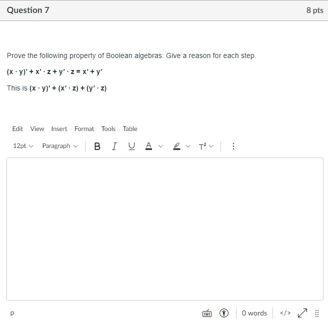 Solved Prove The Following Property Of Boolean Algebras