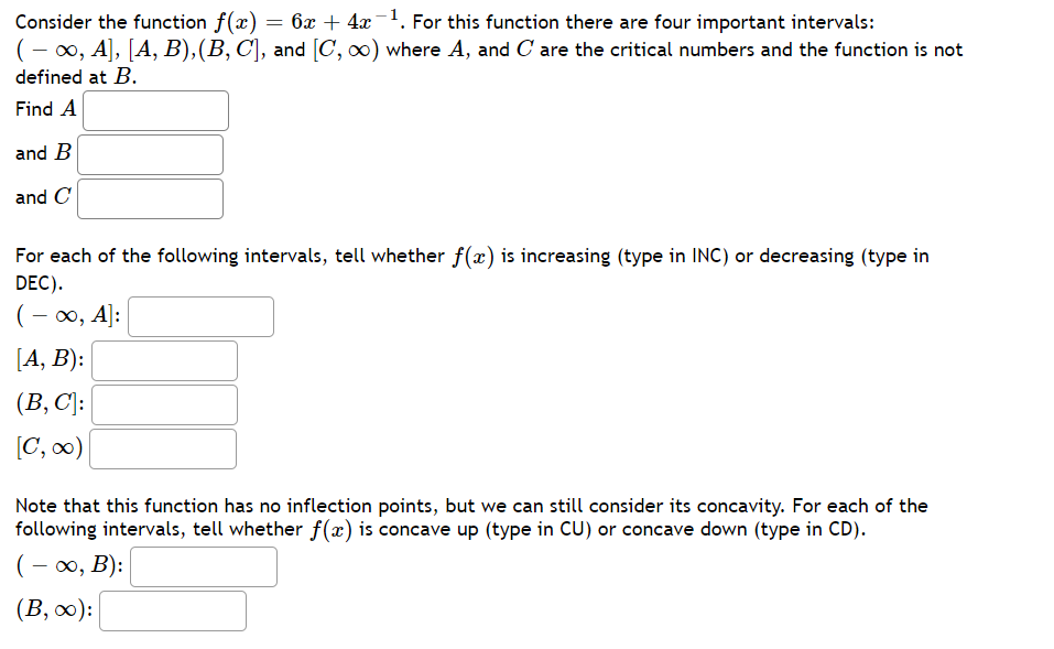 Solved Consider the function f(x) = 6x + 4x - 1. For this | Chegg.com