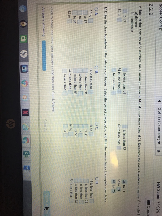 Solved A data set that consists of 52 numbers has a minimum | Chegg.com