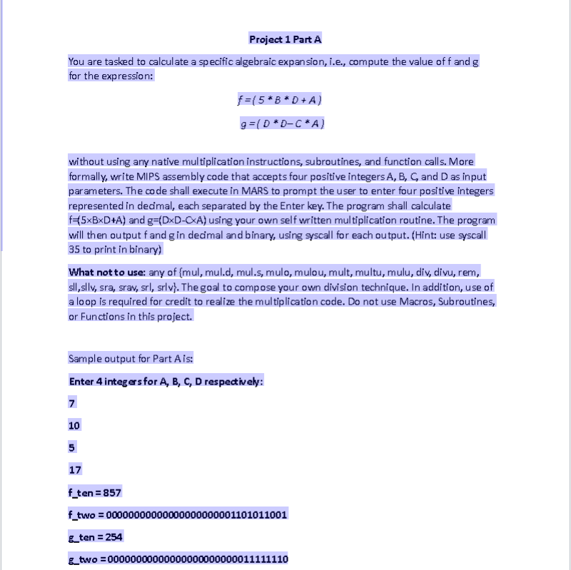 Solved Project 1 Part AYou are tasked to calculate a | Chegg.com