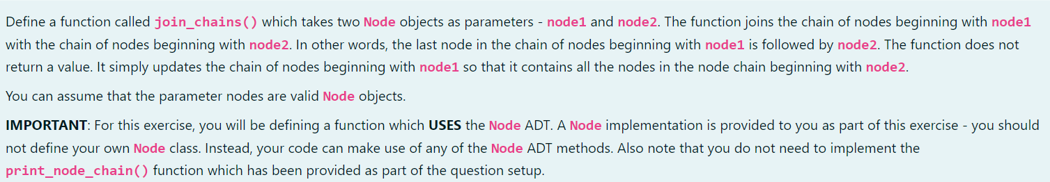 Solved Define a function called join_chains() which takes | Chegg.com