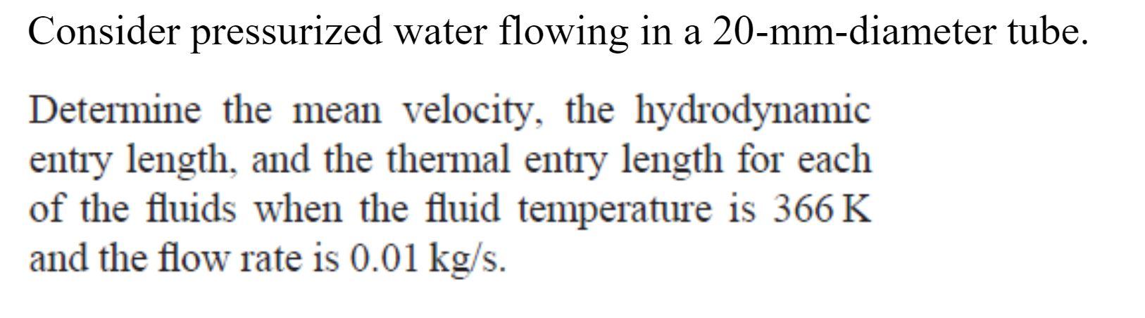Solved Consider pressurized water flowing in a | Chegg.com