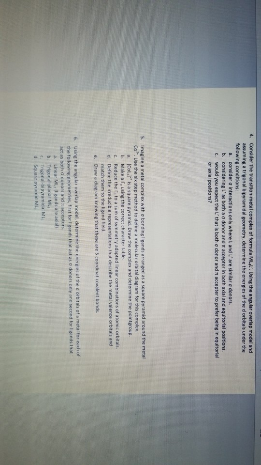 4. Consider the transition-metal complex of formula | Chegg.com