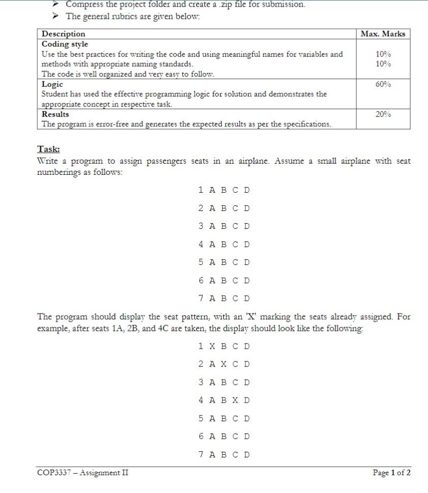 Solved Compress the project folder and create a zip file for | Chegg.com