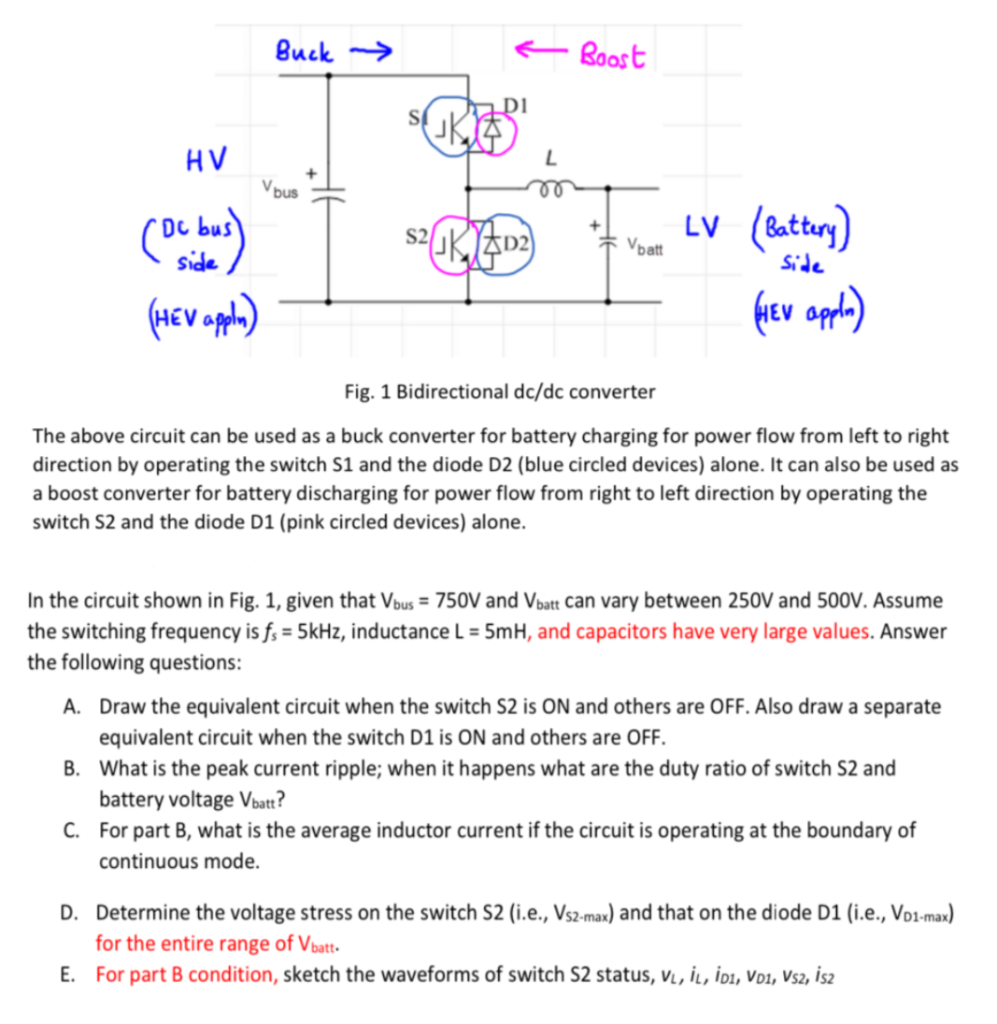 Solved Fig. 1 Bidirectional dc/dc converter The above | Chegg.com