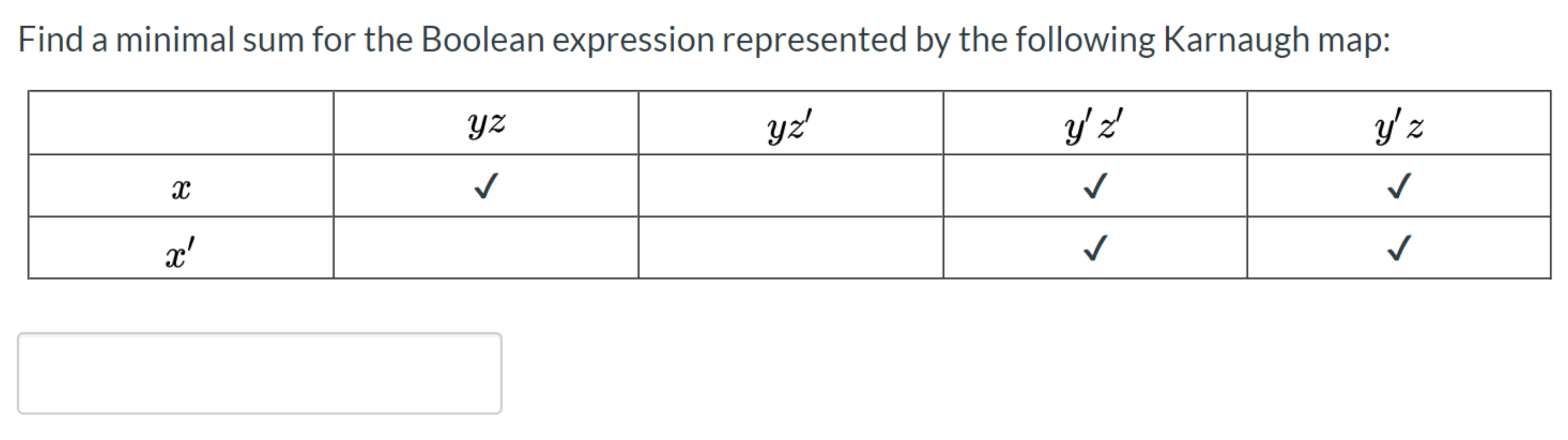 Solved Find A Minimal Sum For The Boolean Expression