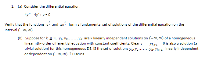Solved 1. (a) Consider the differential equation. | Chegg.com