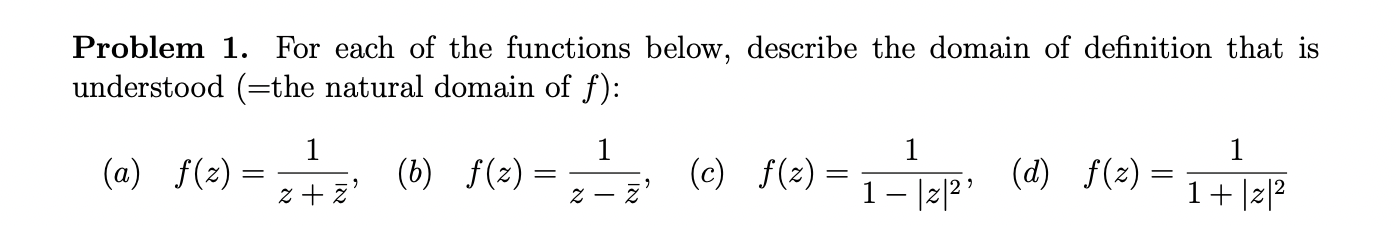 Solved Problem 1. For each of the functions below, describe | Chegg.com