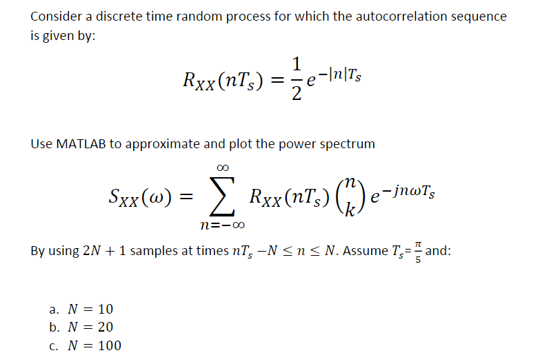 Solved Consider a discrete time random process for which the | Chegg.com