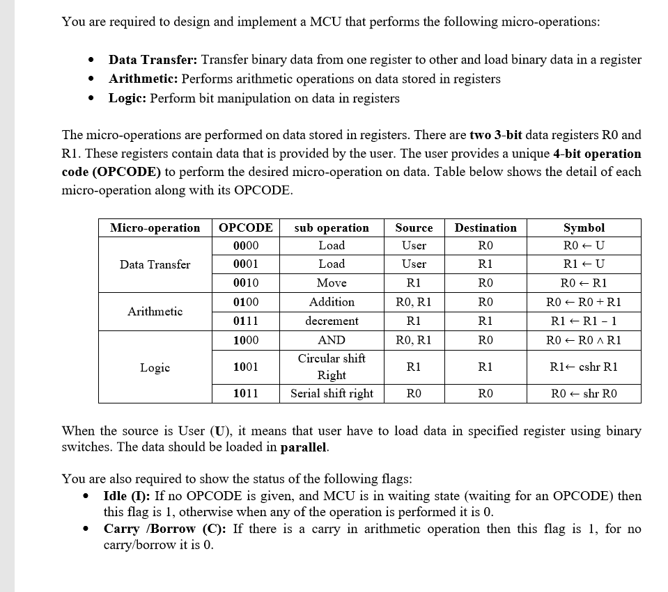 You are required to design and implement a MCU that | Chegg.com