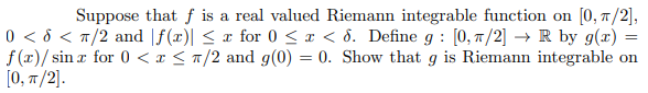 Solved Suppose that f is a real valued Riemann integrable | Chegg.com