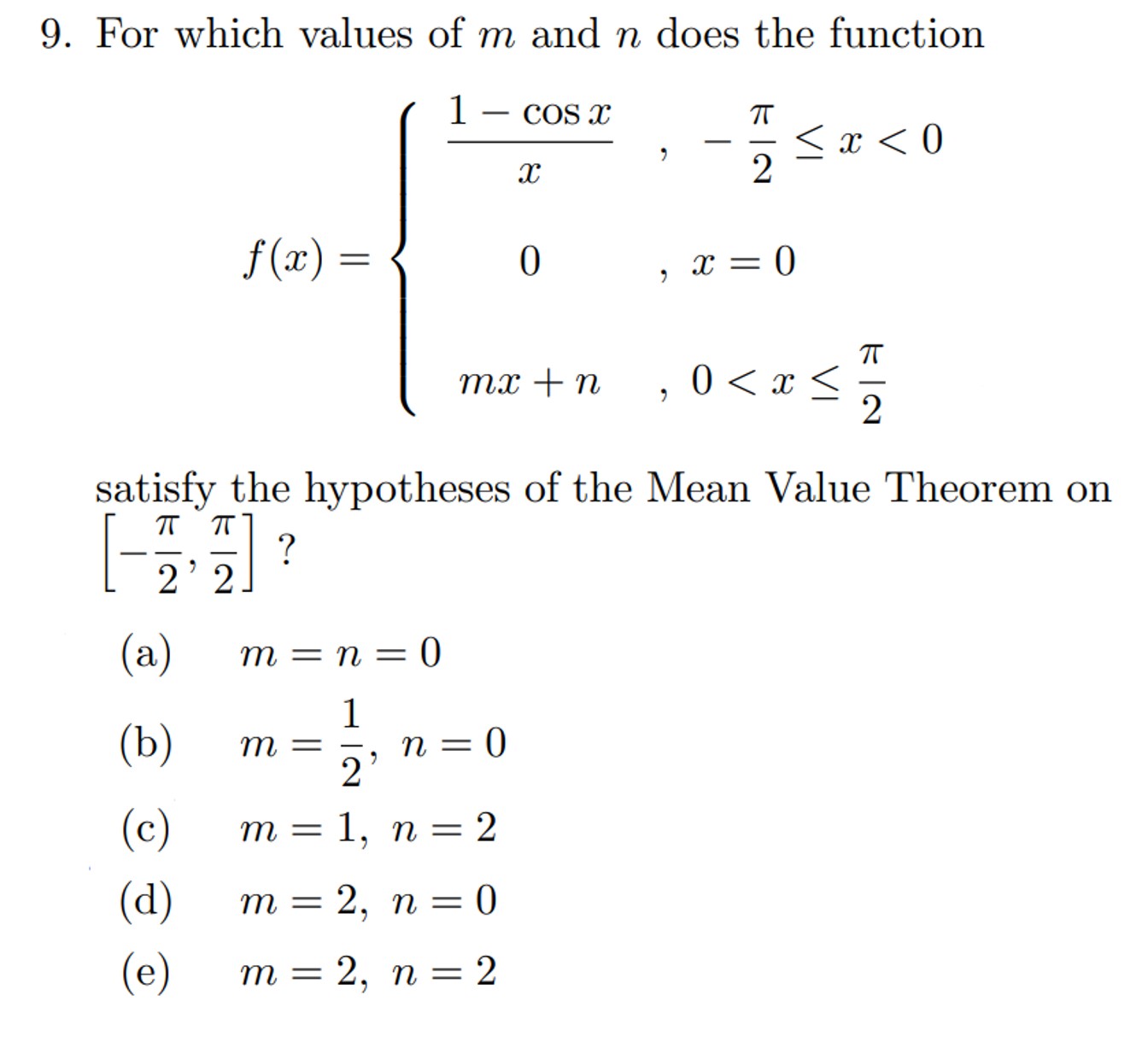 Solved For which values of m ﻿and n ﻿does the | Chegg.com