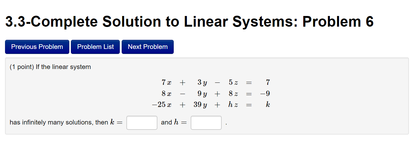 Solved 3.3-Complete Solution to Linear Systems: Problem 6 | Chegg.com