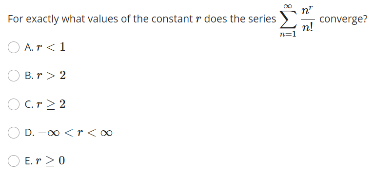 Solved For exactly what values of the constant r does the | Chegg.com