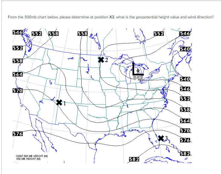 Solved From the 500mb chart below, please determine at what | Chegg.com