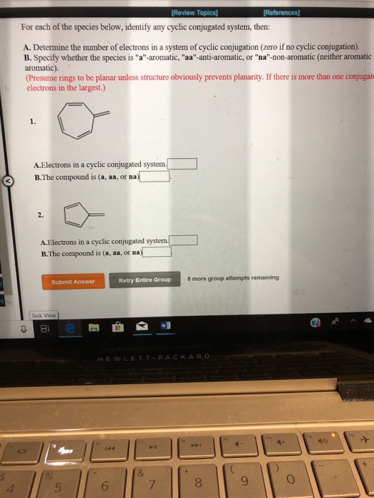 Solved For each of the species below, identify any cyclic | Chegg.com