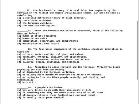 12. Where the European worldview is concerned, which | Chegg.com