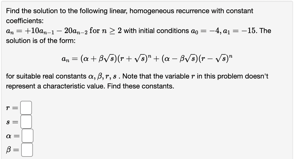 Solved Find The Solution To The Following Linear